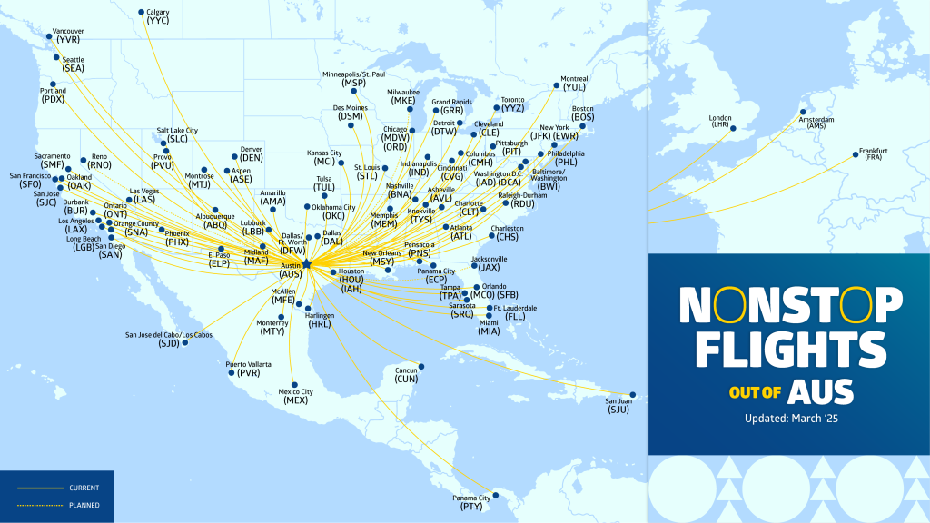 Nonstop flights out of AUS | AustinTexas.gov